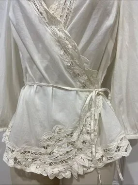 Ralph Lauren | Tops | Ralph Lauren Cream Lacetrim Wrap Top | Poshmark